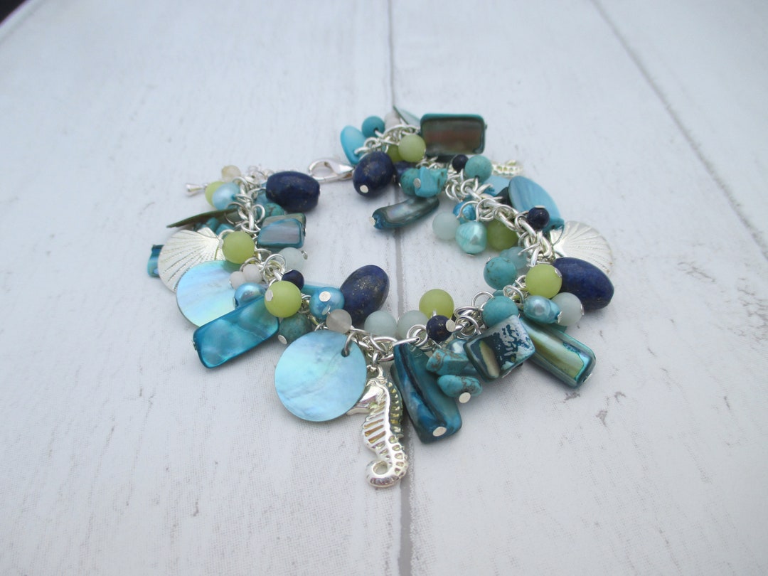 Crustacean Core Mixed Gemstone Statement Bracelet, Mermaids Treasure - Etsy