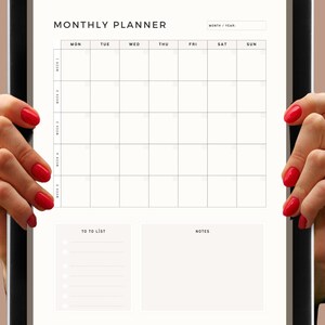 Minimalist Monthly Planner - Printable & Fillable PDF - Etsy