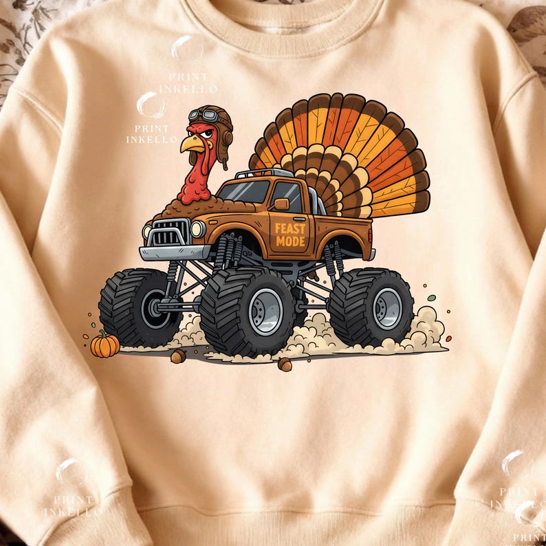 Funny Thanksgiving Monster Truck Png for Kids, Thankful Turkey Day Fall ...