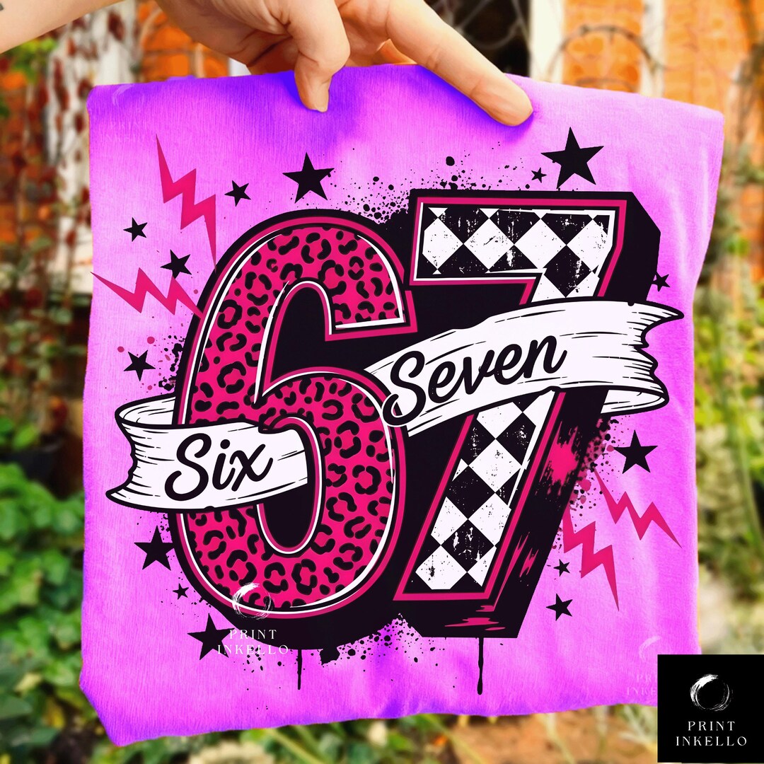 Retro Pink 67 Png Groovy Six Seven Vintage Meme Shirt Design ...