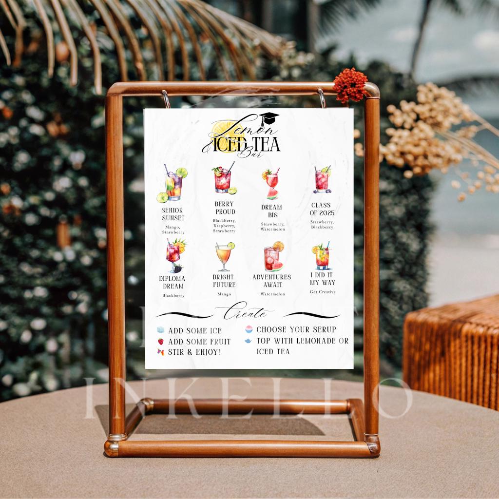 Graduation Party Lemonade Bar Menu - Graduation Party Lemonade and Iced ...