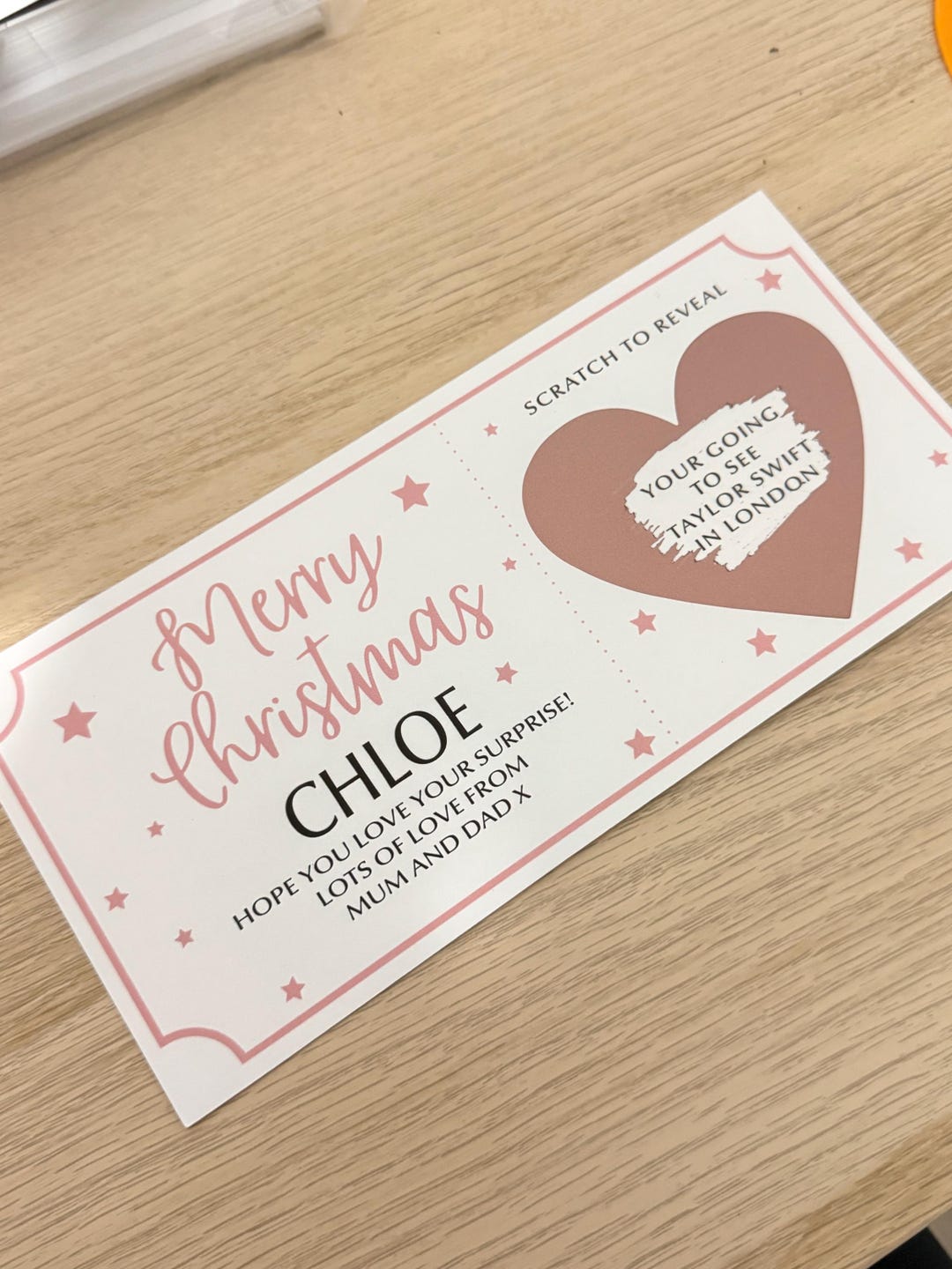 Personalised Christmas Scratch Reveal Ticket • Custom Surprise Gift ...