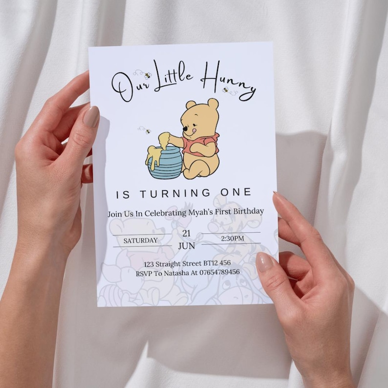 Winnie the Pooh Birthday Invitation | Our Little Hunny is Turning One ...