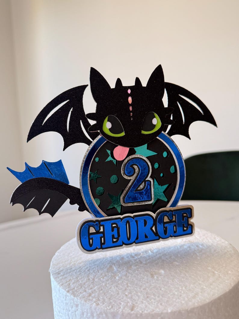 Toothless Dragon Cake Topper, How to Train Your Dragon Inspired, Custom ...