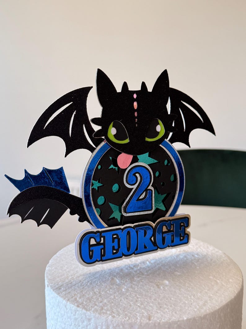 Toothless Dragon Cake Topper, How to Train Your Dragon Inspired, Custom ...