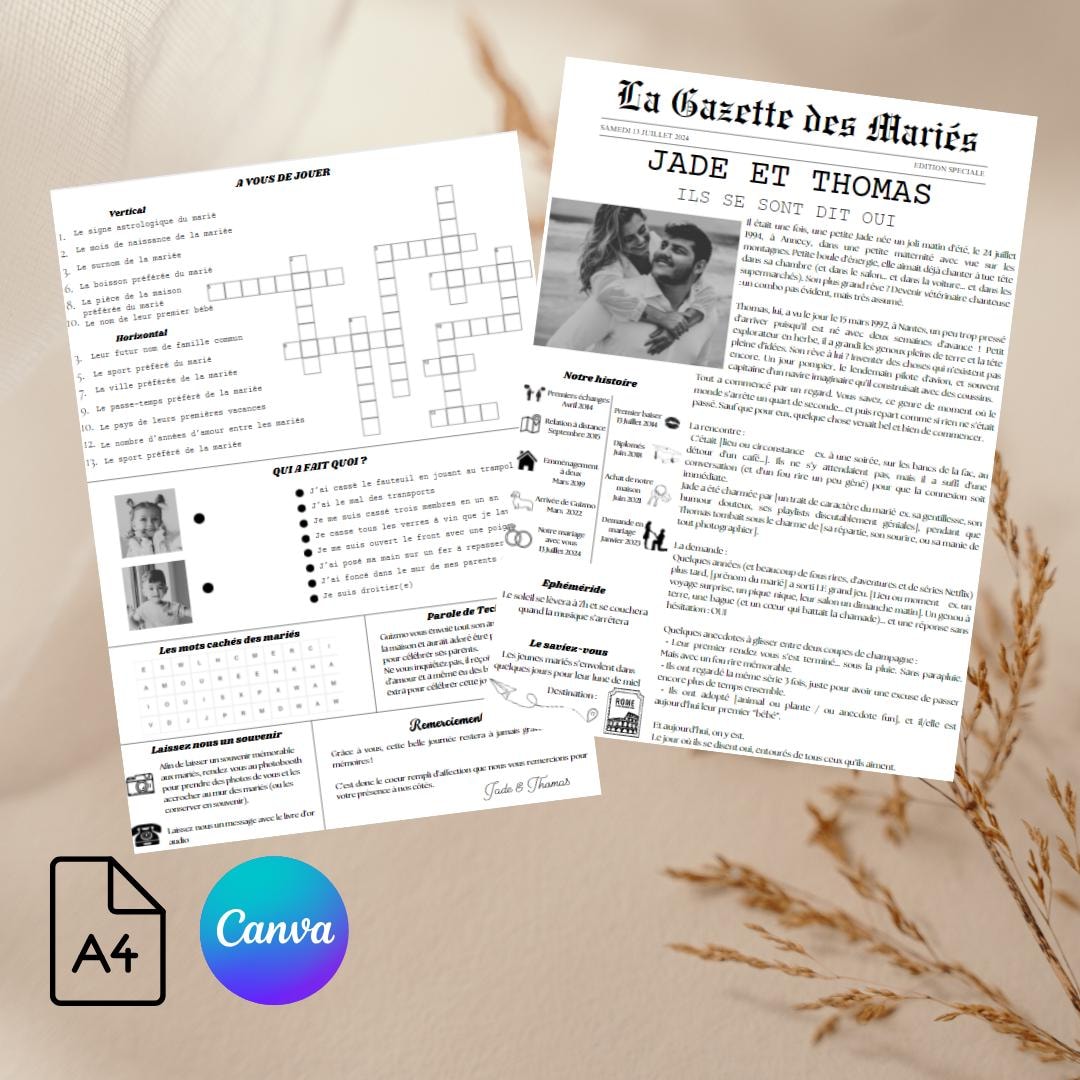 Customizable Wedding Gazette Template, Customizable Wedding Journal in ...