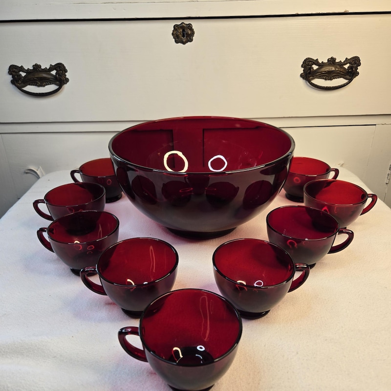 Red Depression Glass - Etsy