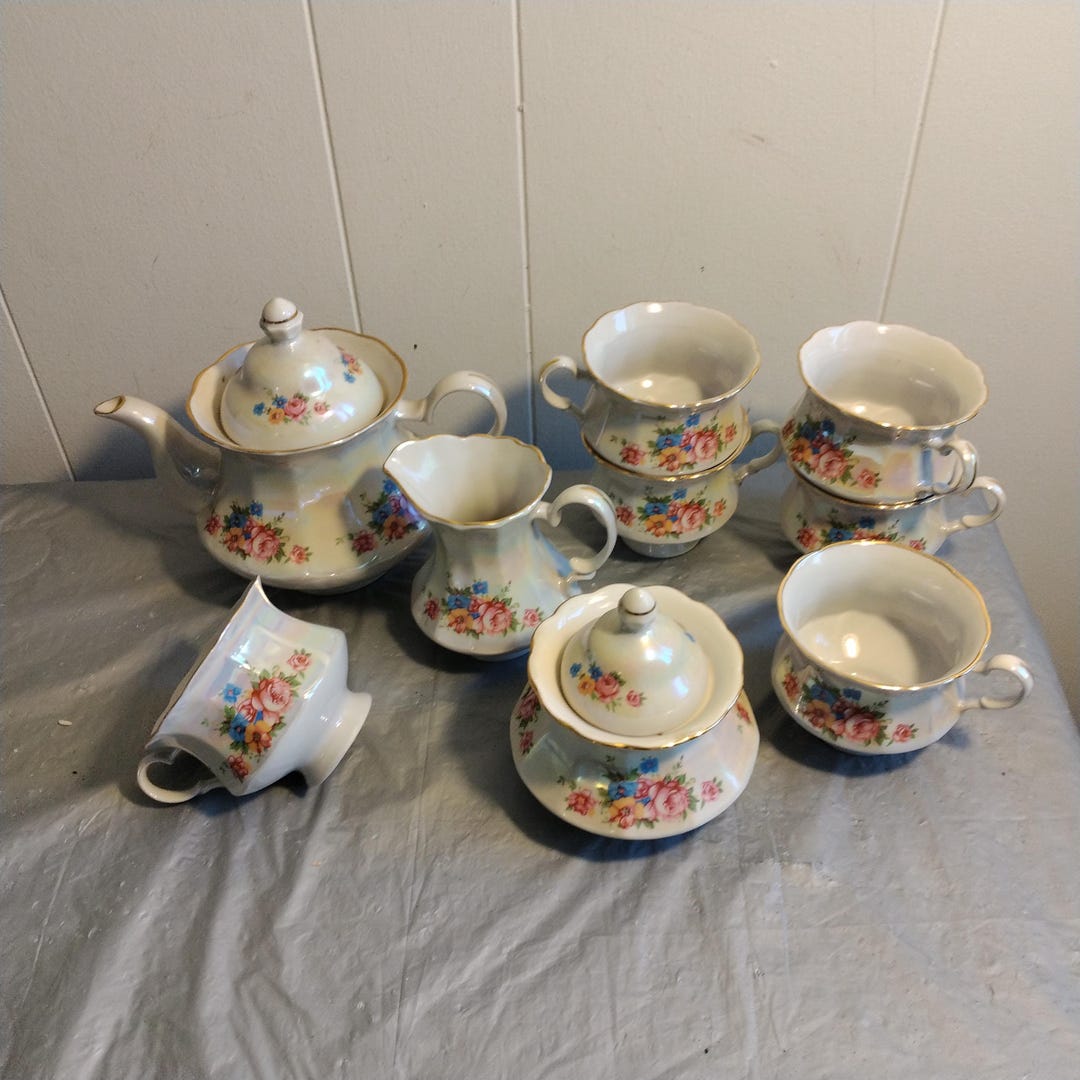 9pc Vintage Ukranian Porcelain Tea Set, Teapot Creamer Sugar Teacups - Etsy
