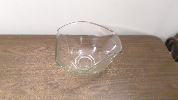 Vintage Clear Glass Bowl Squared Triangle Shape Bowl - Etsy