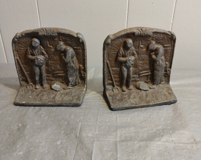 Vintage the Angelus Call to Prayer Cast Iron Bookends - Etsy