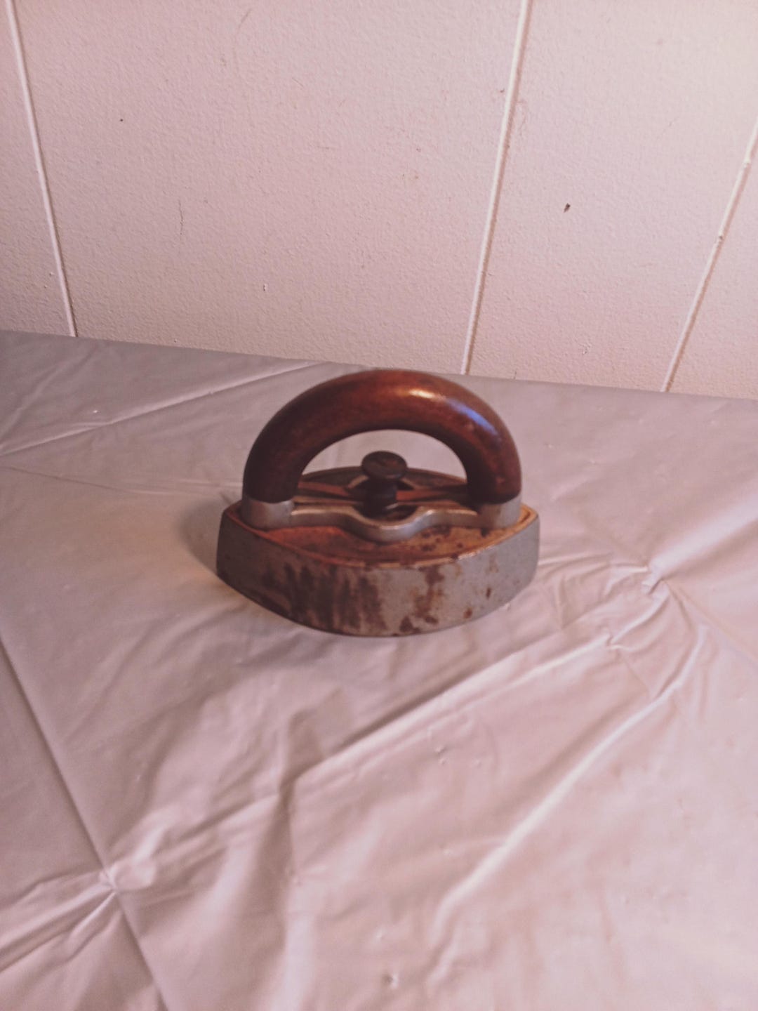 Small Antique Cast Iron Sad Iron With Wood Handle - Etsy