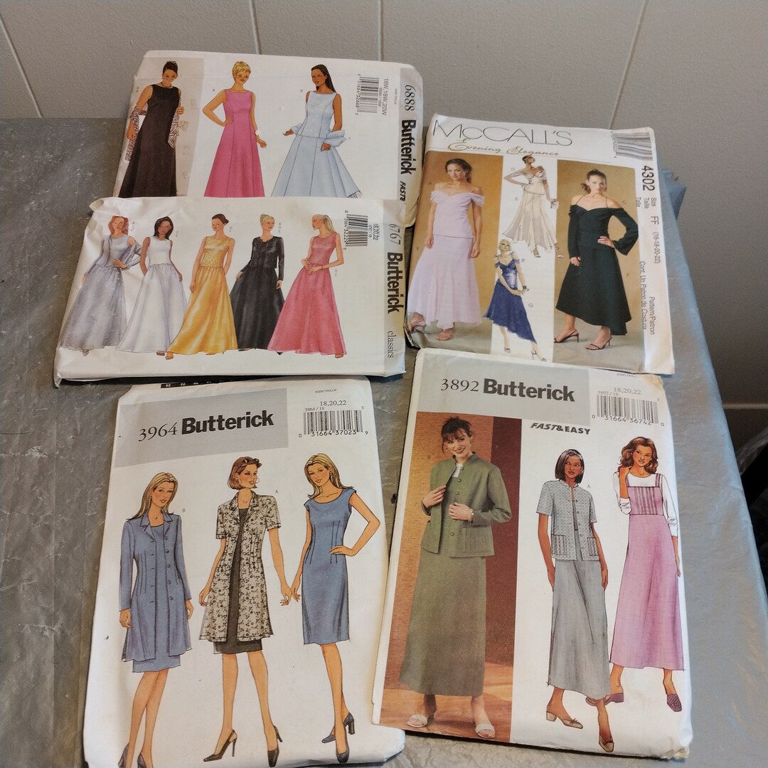 5 Uncut Patterns, Butterick Patterns 6888 3964 6767 3892 & Mccall's ...