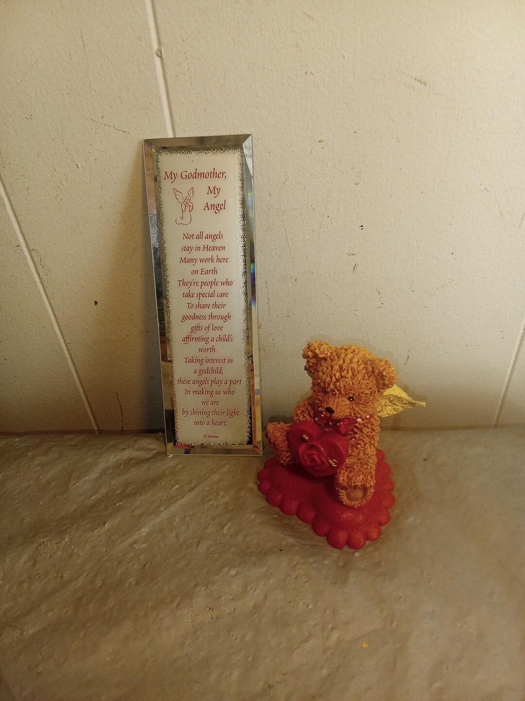2pc Angel Lot, My Godmother My Angel Saying Plaque, Angel Teddy Bear ...