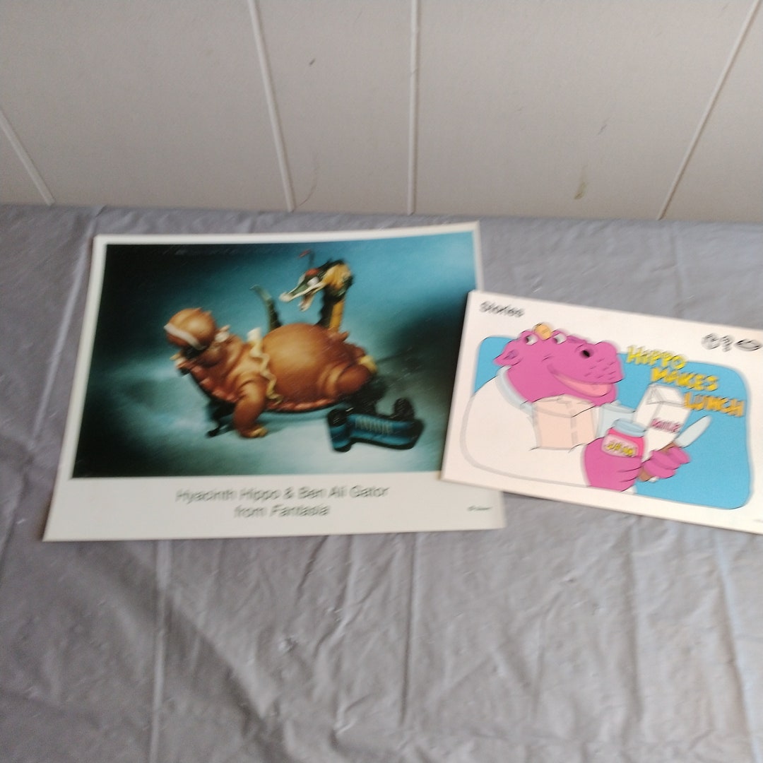 2pc Vintage Disney Hyacinth Hippo Fantasia Photo & 1980s Hippo Makes ...