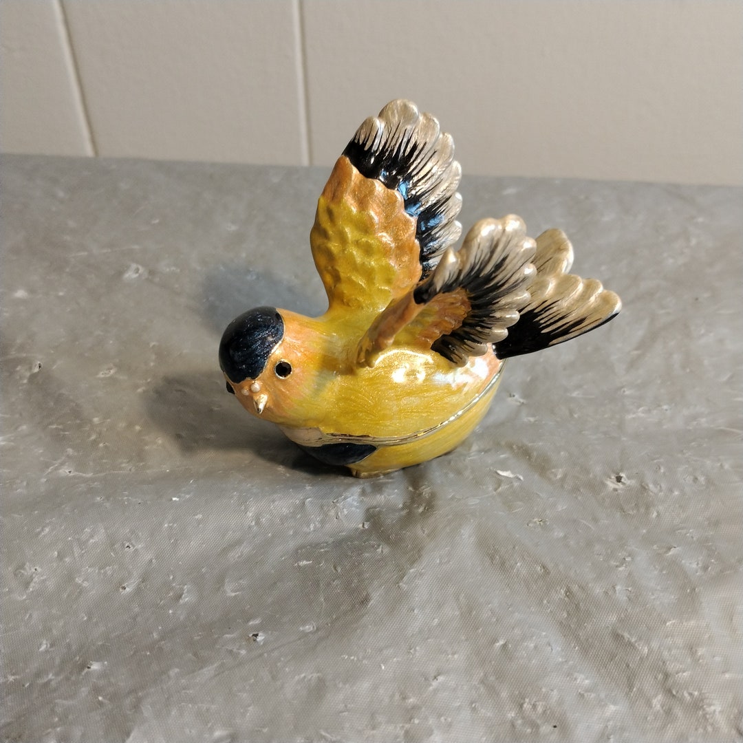 Enamel Bird Trinket Box, Yellow Bird Trinket Box - Etsy