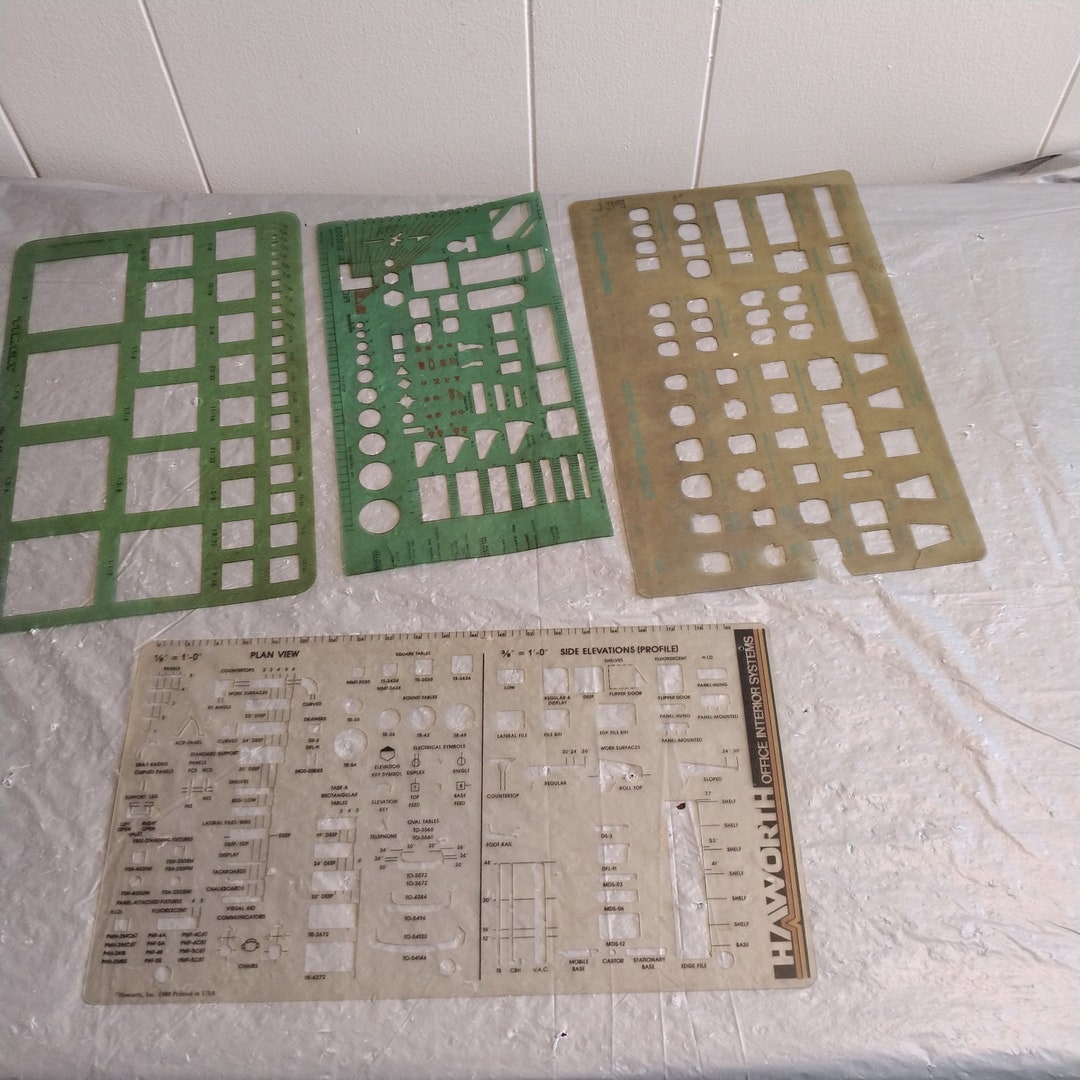 4pc 1980s Architectural Stencils Floor Plan Stencils Timely - Etsy