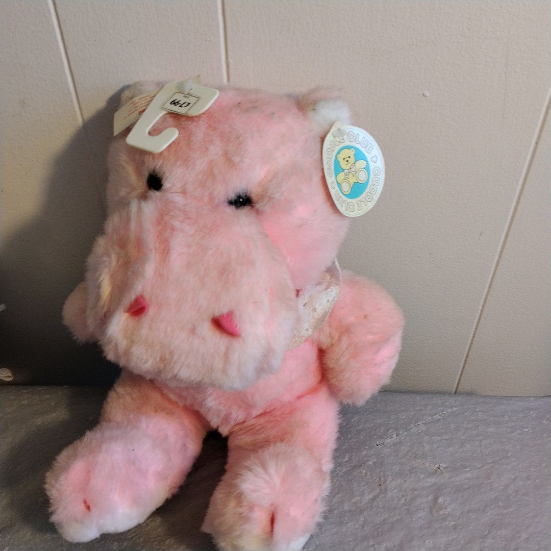 Vintage Pink Cuddle Club Plush Hippo - Etsy