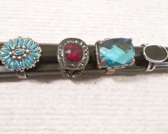 VINTAGE Expandable Costume Ring Lot Mixed Materials Adjustable ...