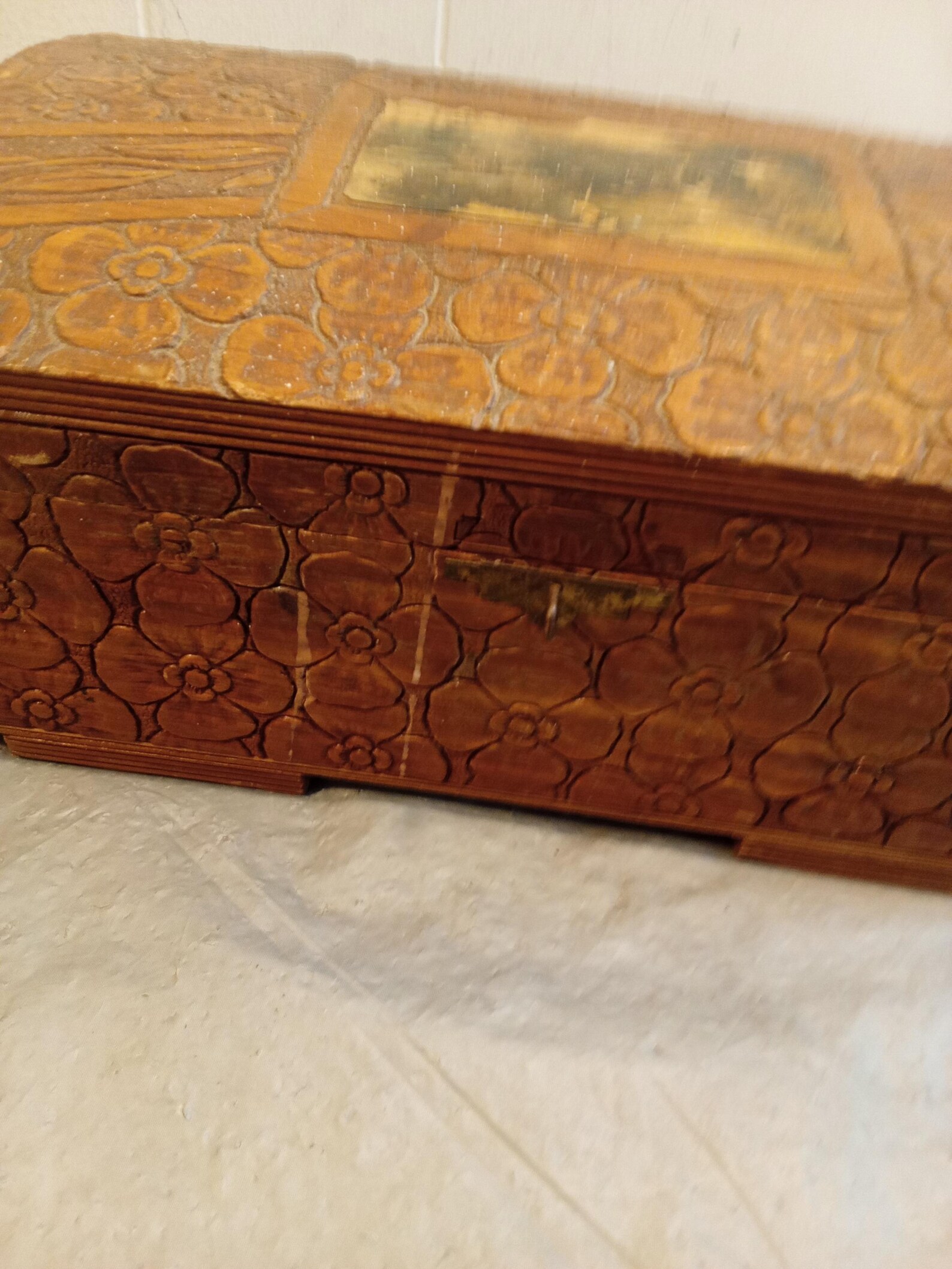 Vintage Floral Wood Carved Box Chest, Read Description - Etsy