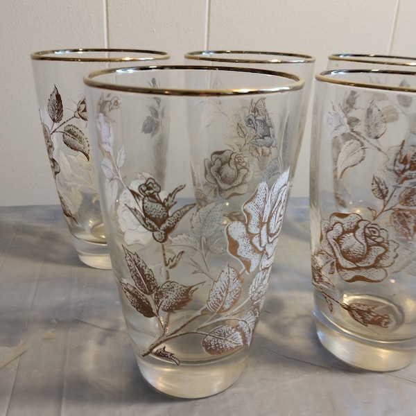 Gold Rim Drinking Glasses - Etsy