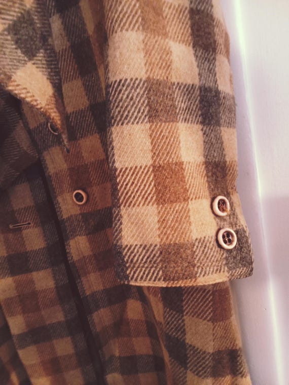 Long Tan Check Wool Winter Coat - Gem