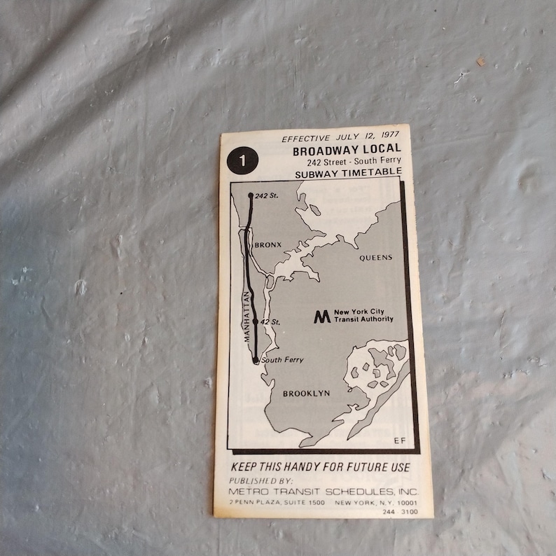 1977 N22 N22A MSBA Bus Schedule Timetable NY, Look & Read Description ...