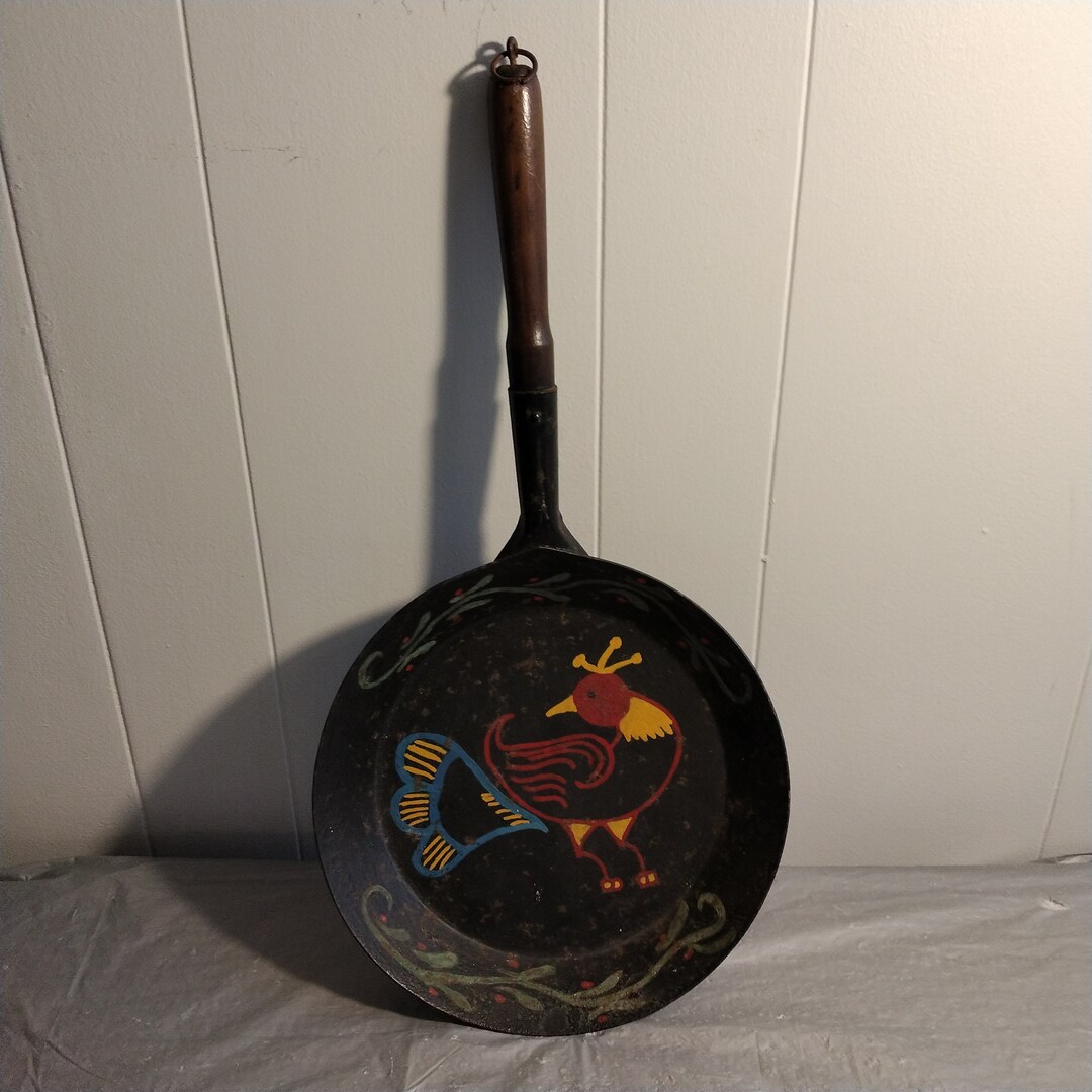 Vintage Hand Painted Frying Pan, Country Dutch Decor, Bird, Antique ...