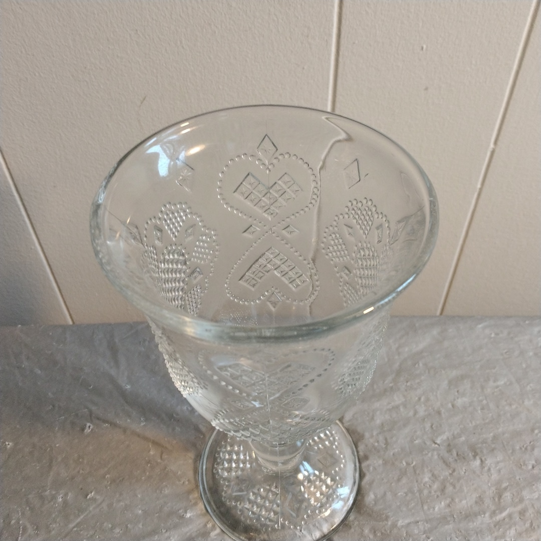 Vintage Clear Glass Goblet, Avon Heart Glass Stemware, Candle Holder - Etsy
