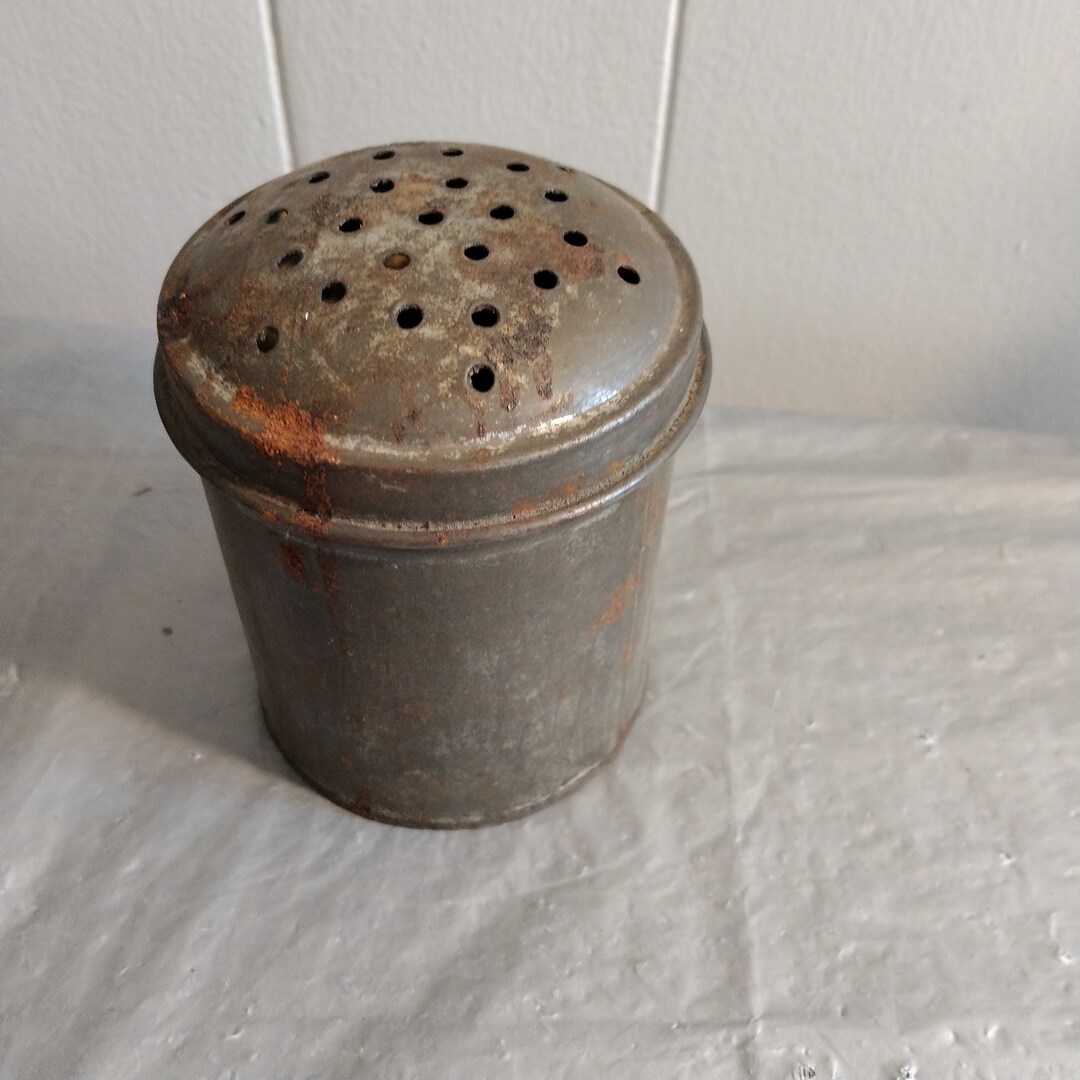 Vintage Tin Metal Shaker With Lid - Etsy
