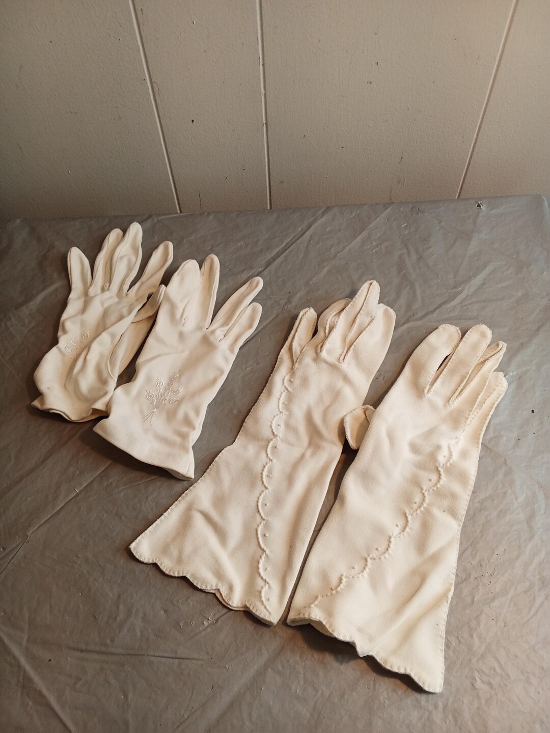 2 Pair White Evening Gloves, Hand Stitched Long White Evening Gloves - Etsy