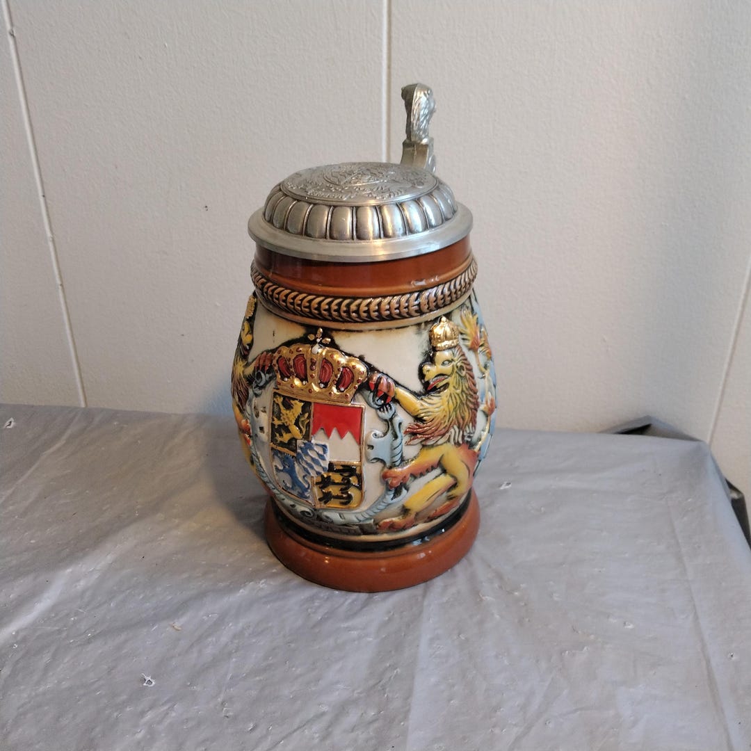 W Germany Lidded Stein, Heraldic Royal Lion, Look & Read Description - Etsy
