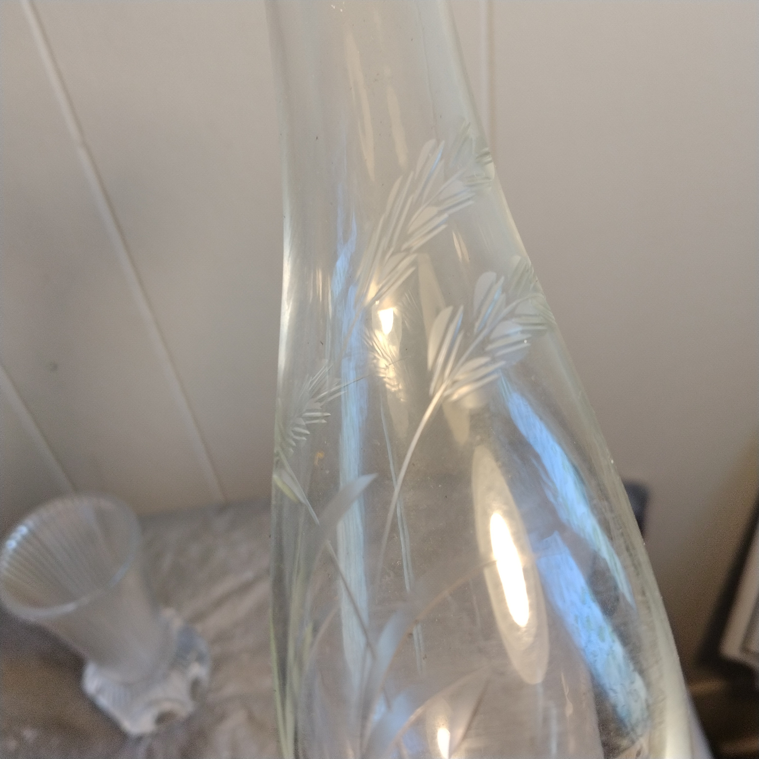 2 Vintage Glass Bud Vase, Ribbed Thumb Print Vase, Etched Glass Vase - Etsy