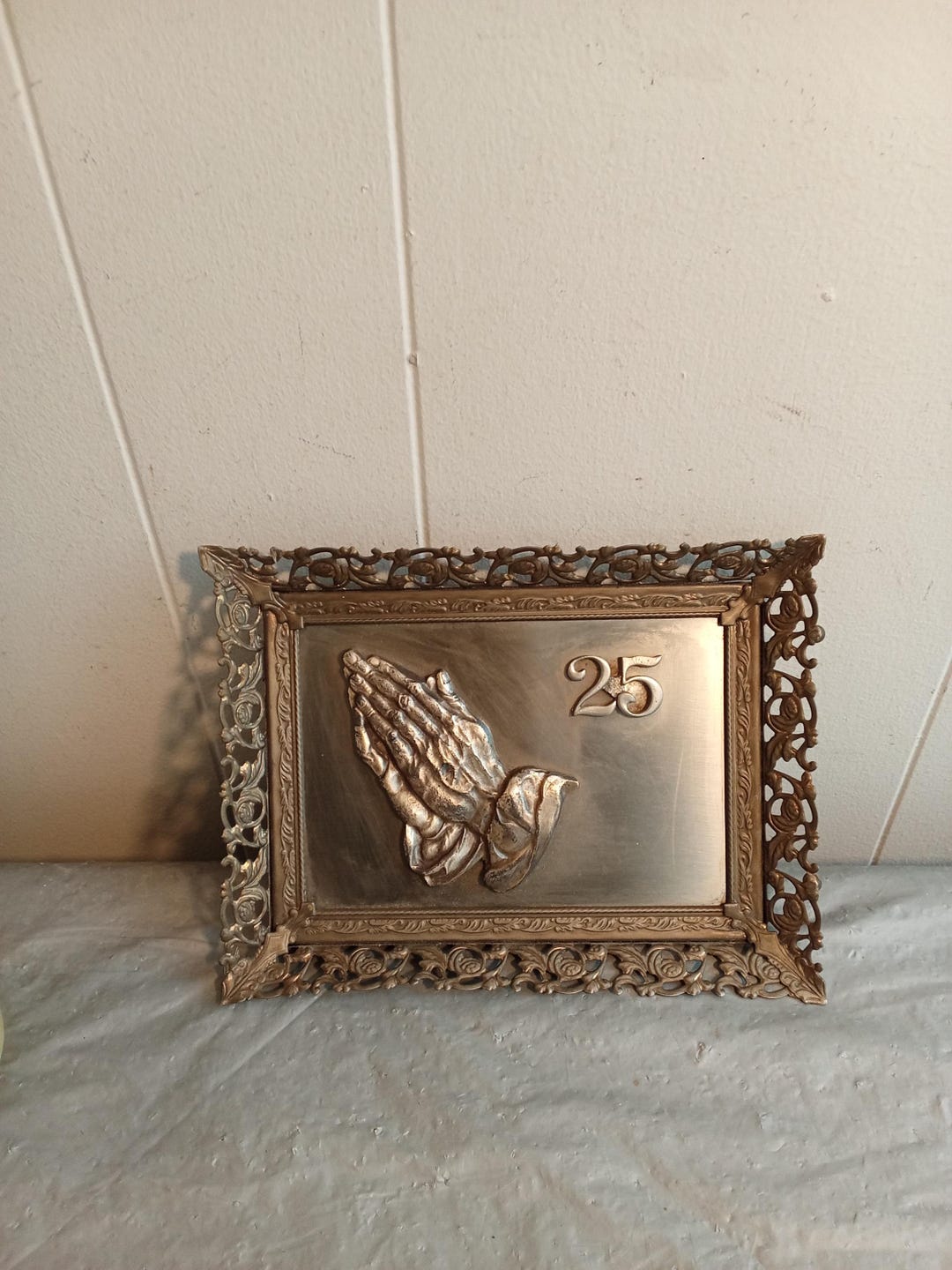 Vintage Metal Praying Hands Plaque in Picture Frame, Religious Decor - Etsy