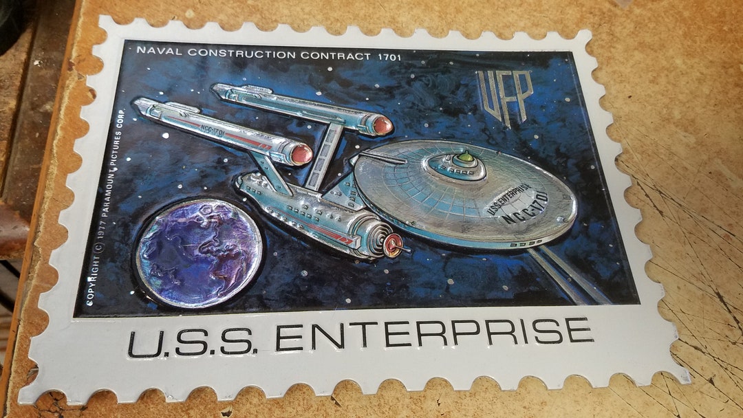 Vintage 1977 Star Trek U.S.S. Enterprise VFP 1701 Foil Stamp Wall ...