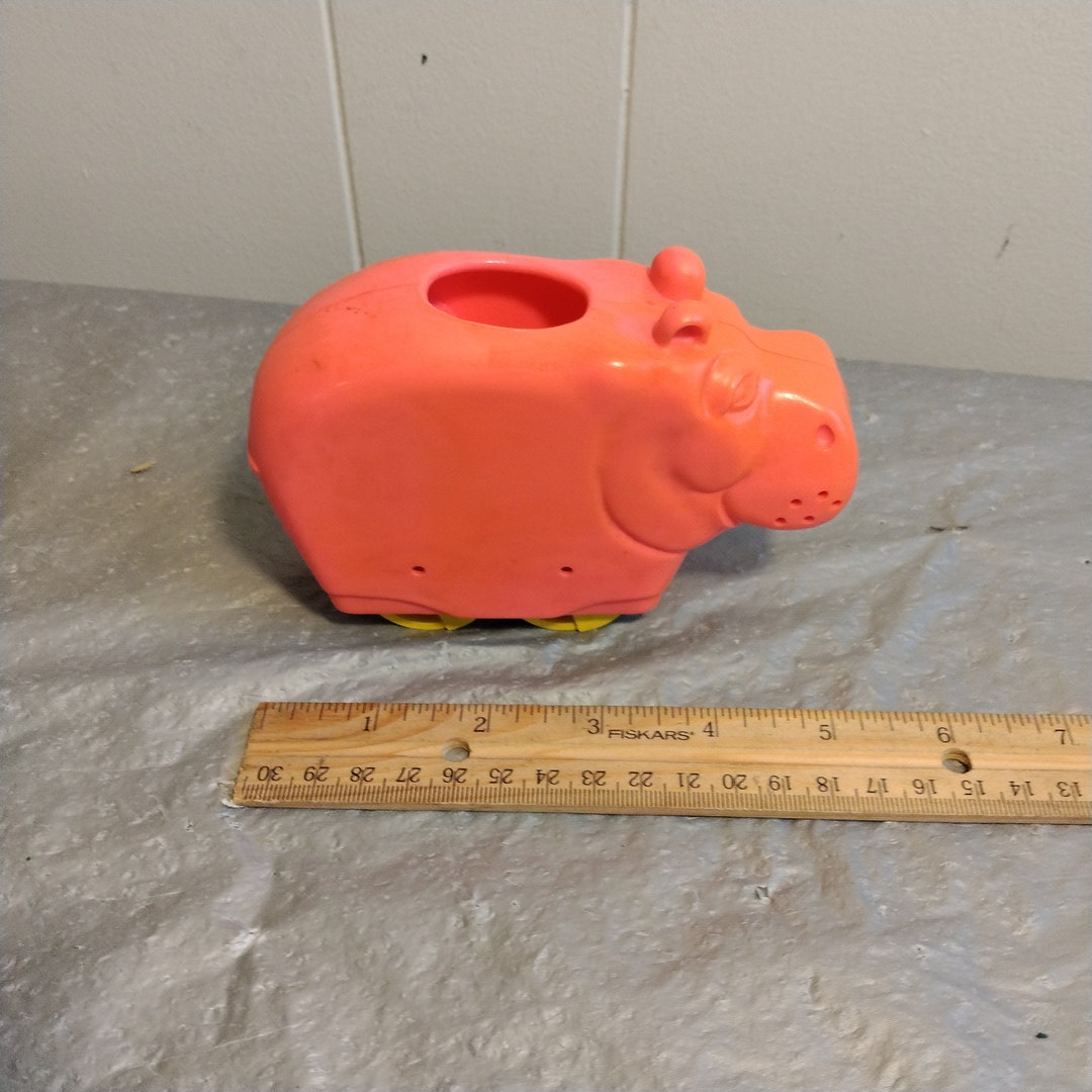 1977 Vintage Fisher Price Pink Hippo on Wheels Toy, Hippopotamus, Henry ...
