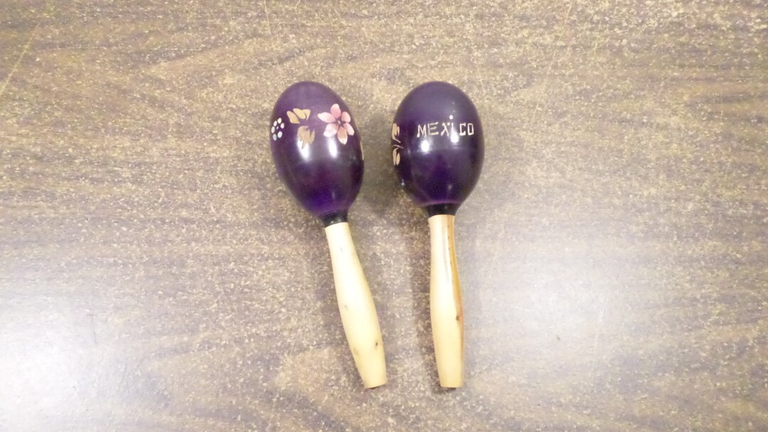 Pair Vintage Hand Carved Mexico Maracas, Hand Painted Floral Maracas - Etsy