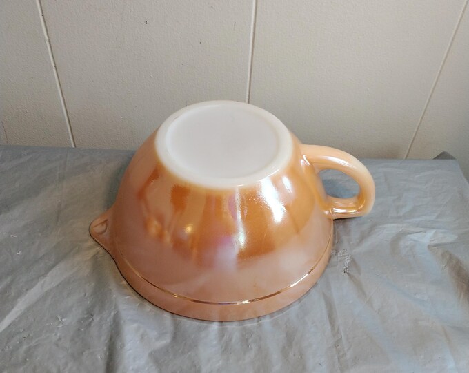 Vintage Fire King Peach Lusterware Mixing Bowl With Handle, Look & Read ...