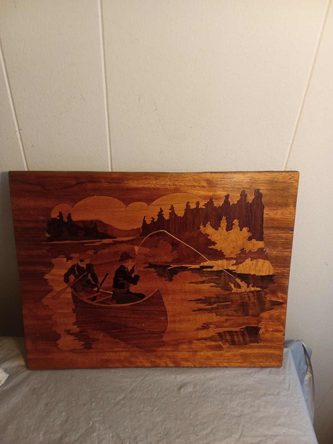 Wood Inlay Art Pictures of Men Fishing, Read Description - Etsy