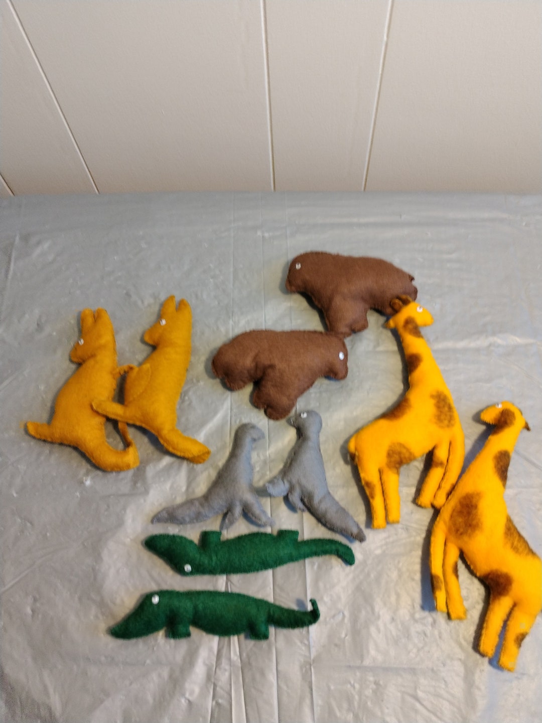 Lot Vintage Hand Stitched Animals, Handmade Pretend Animals, Felt ...