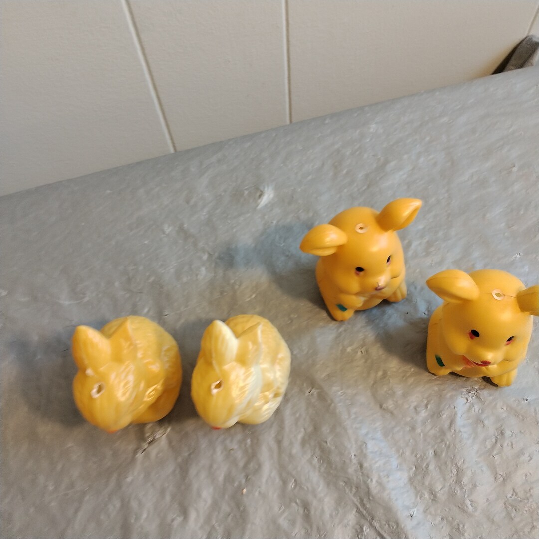 4pc Plastic Celluloid Rabbit Figurines, Easter Decor - Etsy
