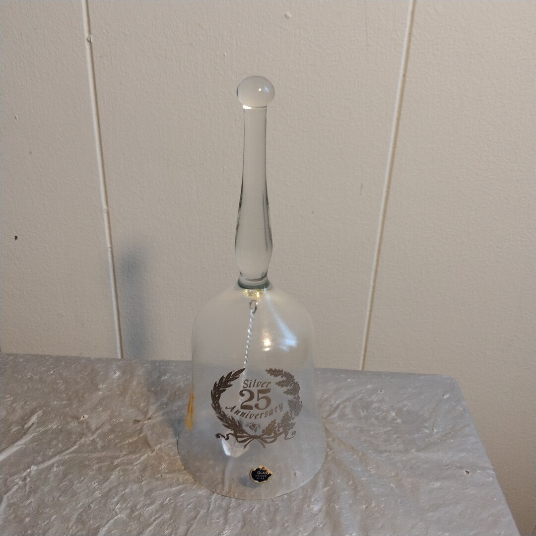 8" Vintage Clear Glass Bell, 25th Anniversary Bell - Etsy