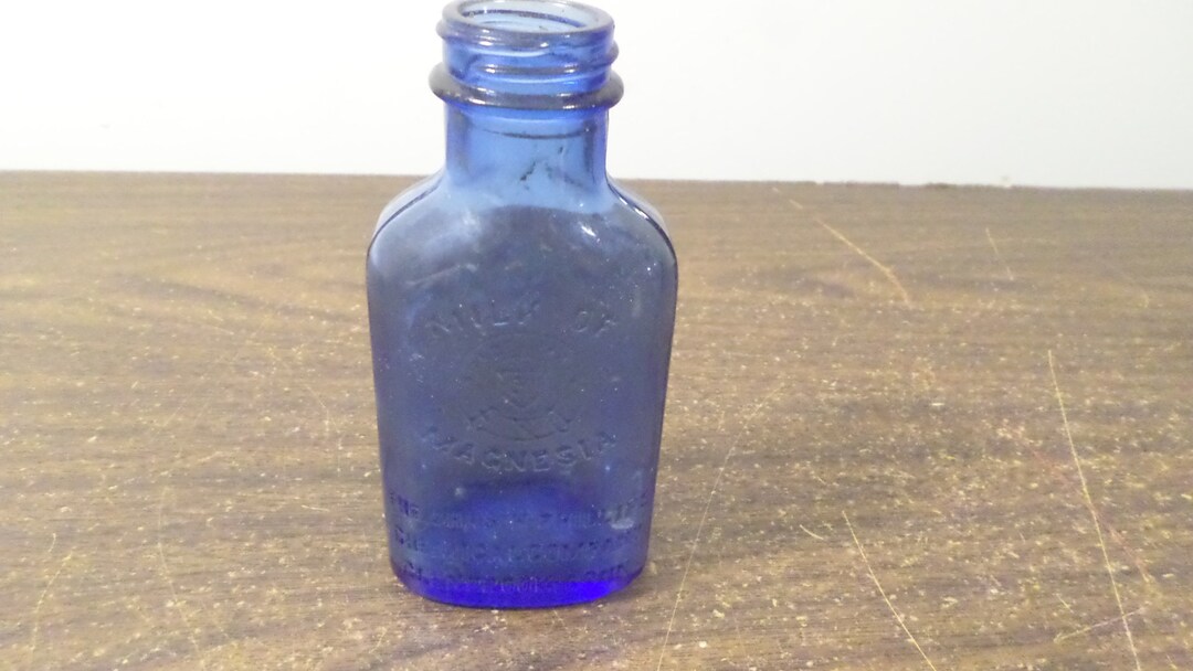 Vintage Cobalt Blue Milk of Magnesia Medicine Bottle - Etsy