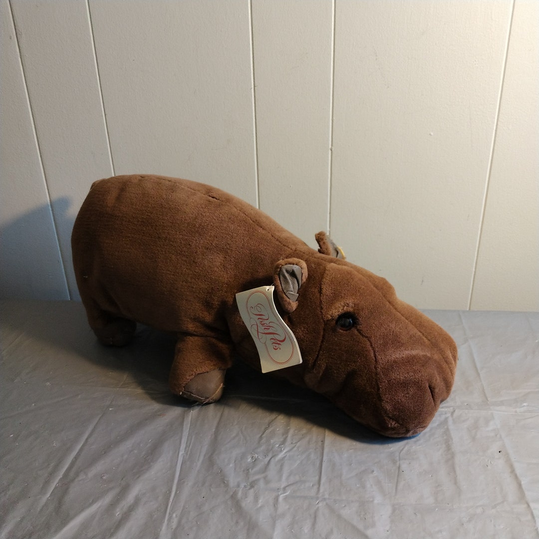 1980s Vintage Heartline Brown Plush Hippo, Hippopotamus, Hannah Hippo ...
