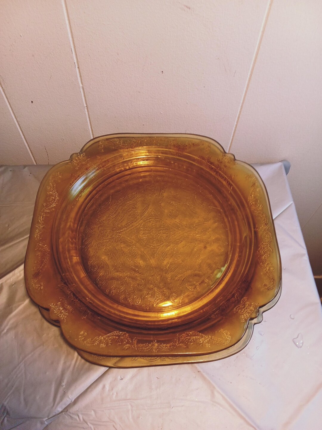 4 Federal Glass Madrid Glass Dinner Plates 10 1/4" - Etsy