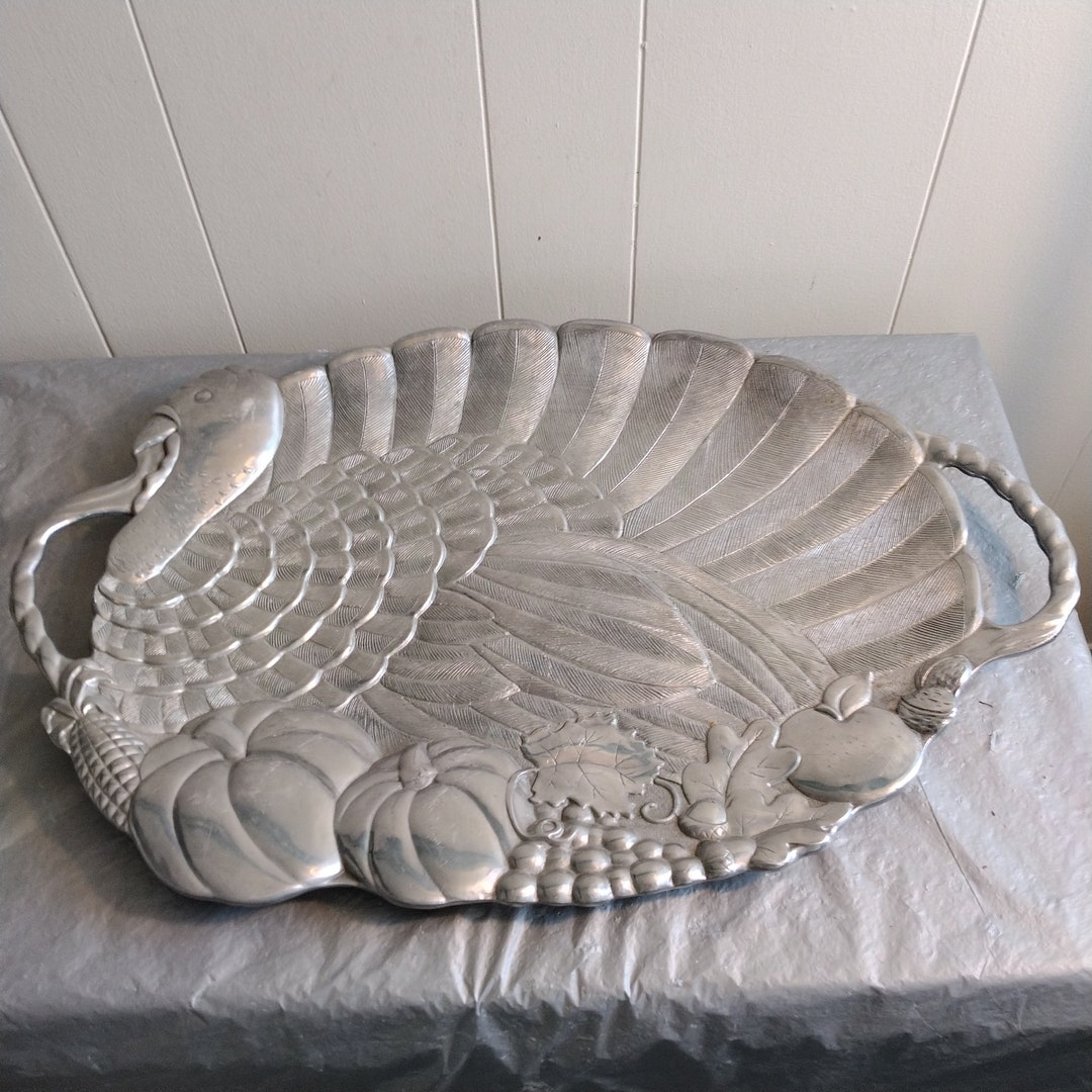 Vintage Metal Pewter Lenox Turkey Tray Platter - Etsy