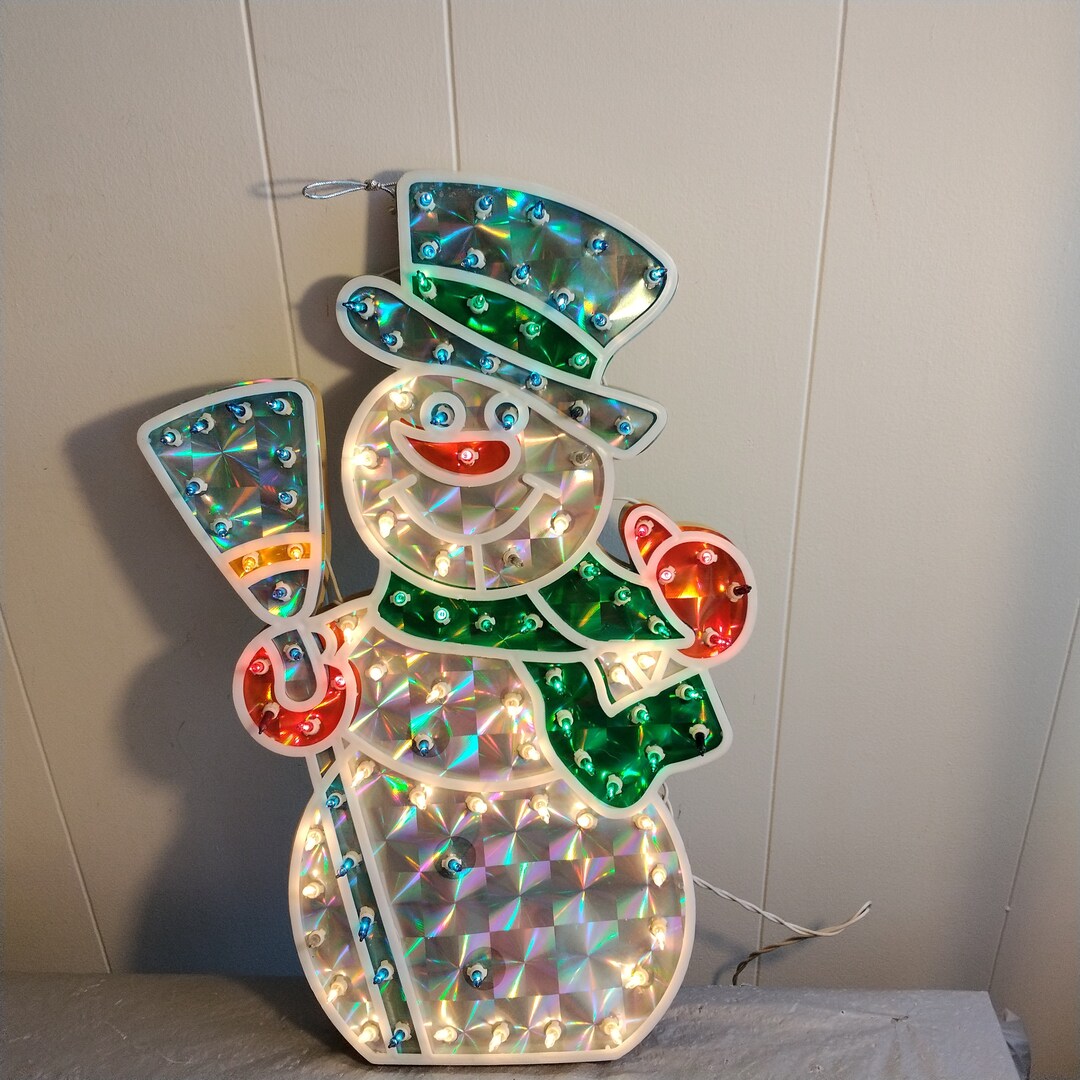 19.75" Vintage Light up Snowman, Christmas Window Wall Decor - Etsy