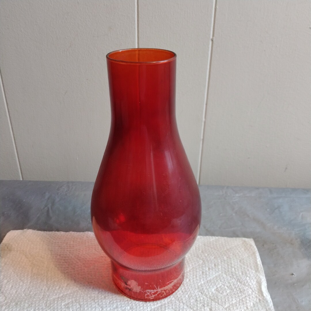 Red Glass Chimney, Oil Lamp Chimney Shade, Look & Read Description - Etsy