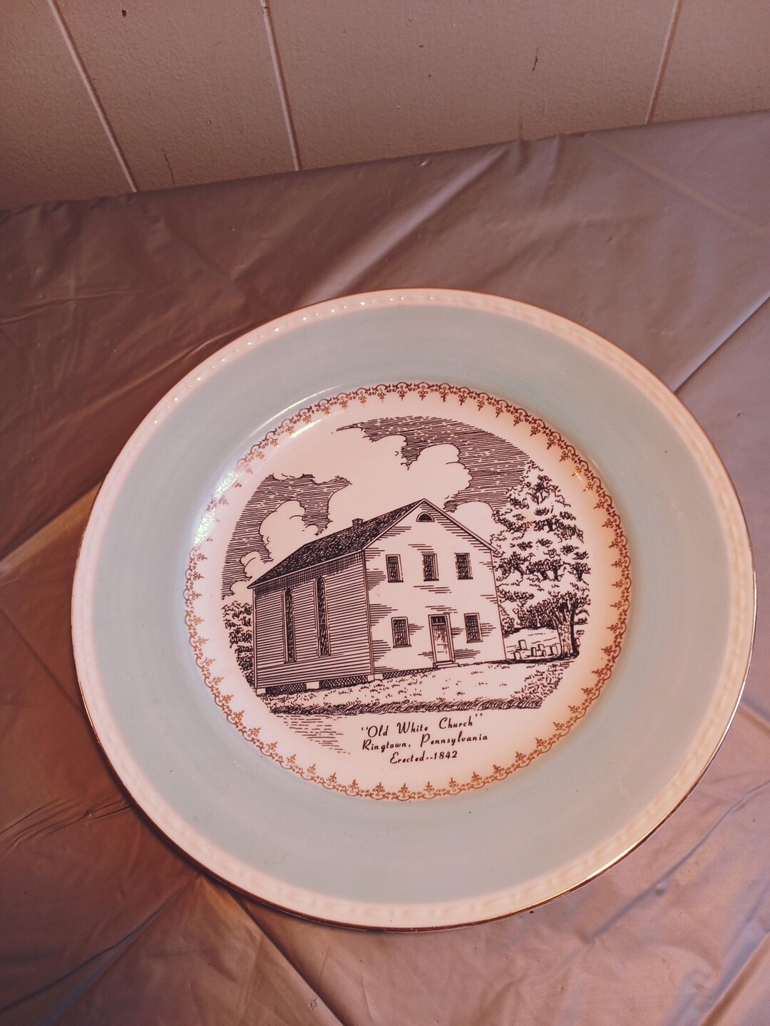 World Wide Art Studios Old White Church Ringtown Valley PA Plate - Etsy