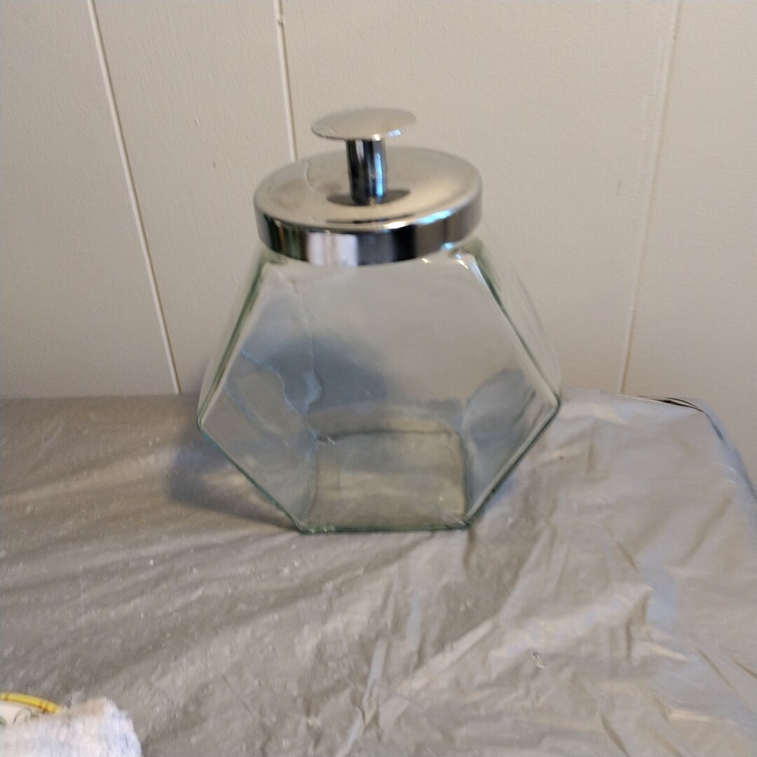 Vintage Clear Glass Cannister Cookie Jar - Etsy