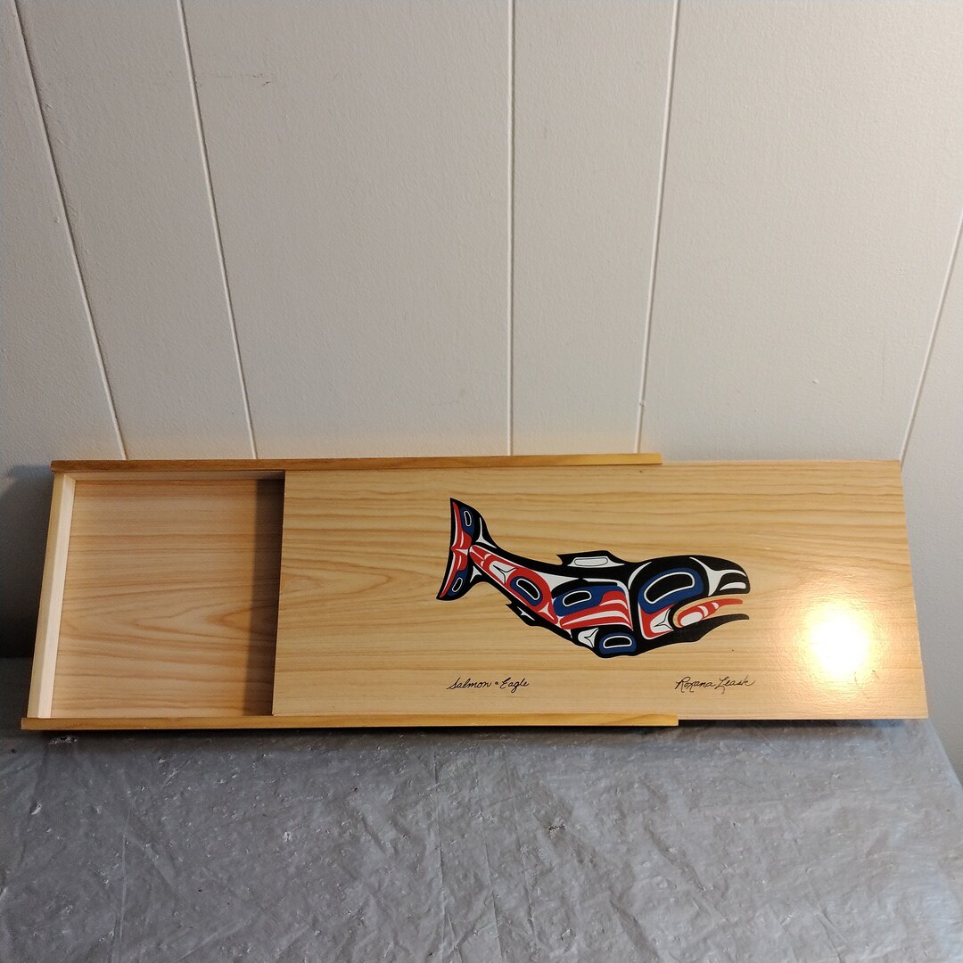 Vintage Roxana Leaste Salmon & Eagle Storage Box Trinket Box, Whale ...